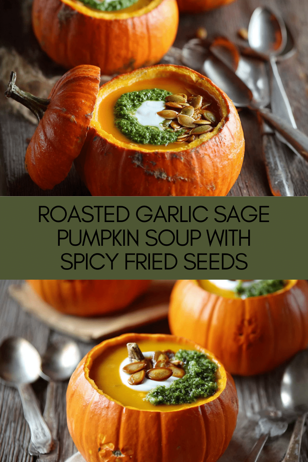 Roasted Garlic Sage Pesto Pumpkin Soup – Cozy & Flavorful Fall Soup